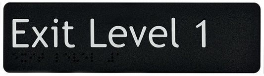 Braille & Tactile Exit Level 1 Sign (Black Version) – Bractile