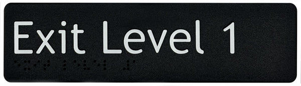 Braille & Tactile Exit Level 1 Sign (Black Version) – Bractile