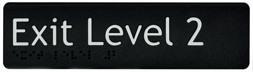 Braille & Tactile Exit Level 2 Sign (Black Version) – Bractile