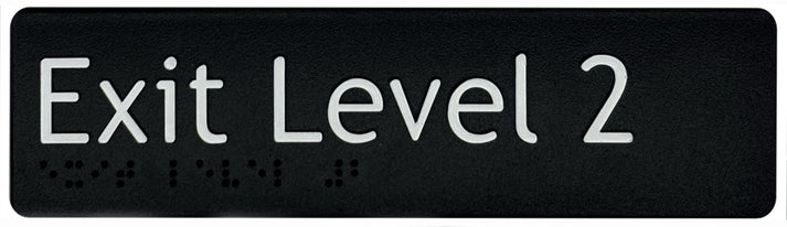 Braille & Tactile Exit Level 2 Sign (Black Version) – Bractile