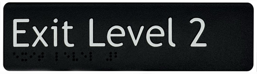 Braille & Tactile Exit Level 2 Sign (Black Version) – Bractile
