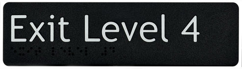 Braille & Tactile Exit Level 4 Sign (Black Version) – Bractile Signs