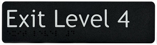 Braille & Tactile Exit Level 4 Sign (Black Version) – Bractile