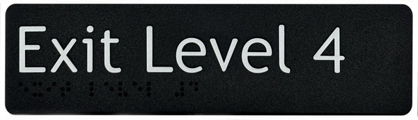 Braille & Tactile Exit Level 4 Sign (Black Version) – Bractile