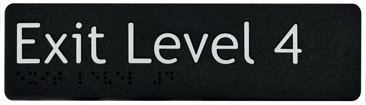 Braille & Tactile Exit Level 4 Sign (Black Version) – Bractile Signs