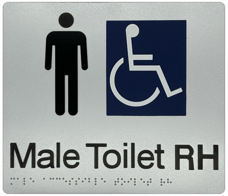 Braille & Tactile Male Accessible Toilet (RH) Sign – Bractile