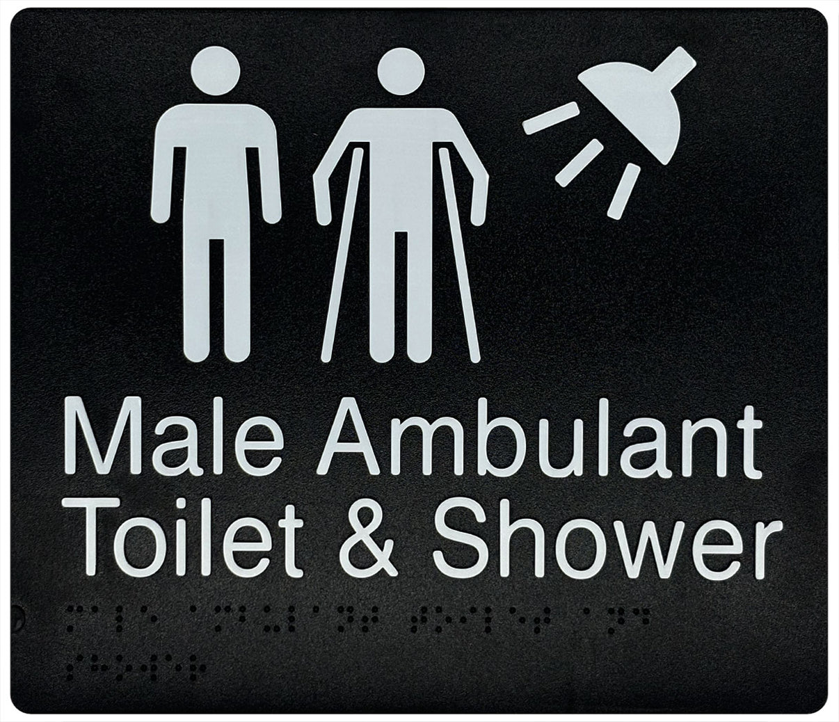 Braille & Tactile Male Ambulant Toilet & Shower Sign - Black – Bractile