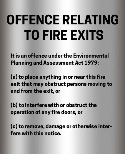 Offence Relating to Fire Exits Sign - Aluminium – Bractile Signs